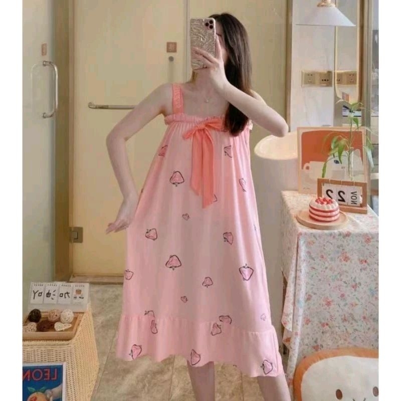 Ready Stock Cute Cartoon Night Dress Sleeping Wear Baju Tidur | Shopee ...