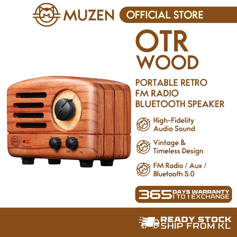 MUZEN OTR WOOD ROSEWOOD Portable Retro FM Radio Bluetooth 5.0 Speaker ...
