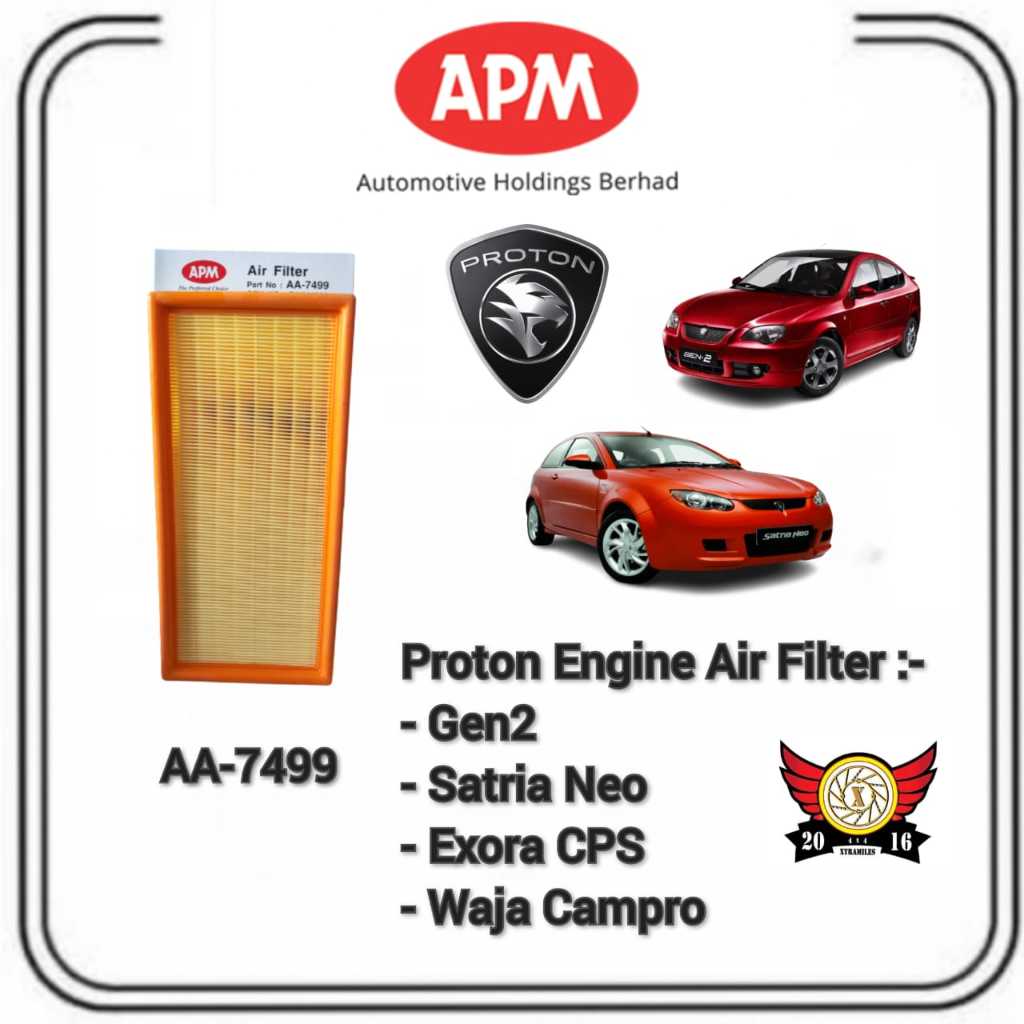 (100% ORIGINAL APM) ENGINE AIR FILTER - PROTON GEN2/ EXORA CPS/ WAJA ...