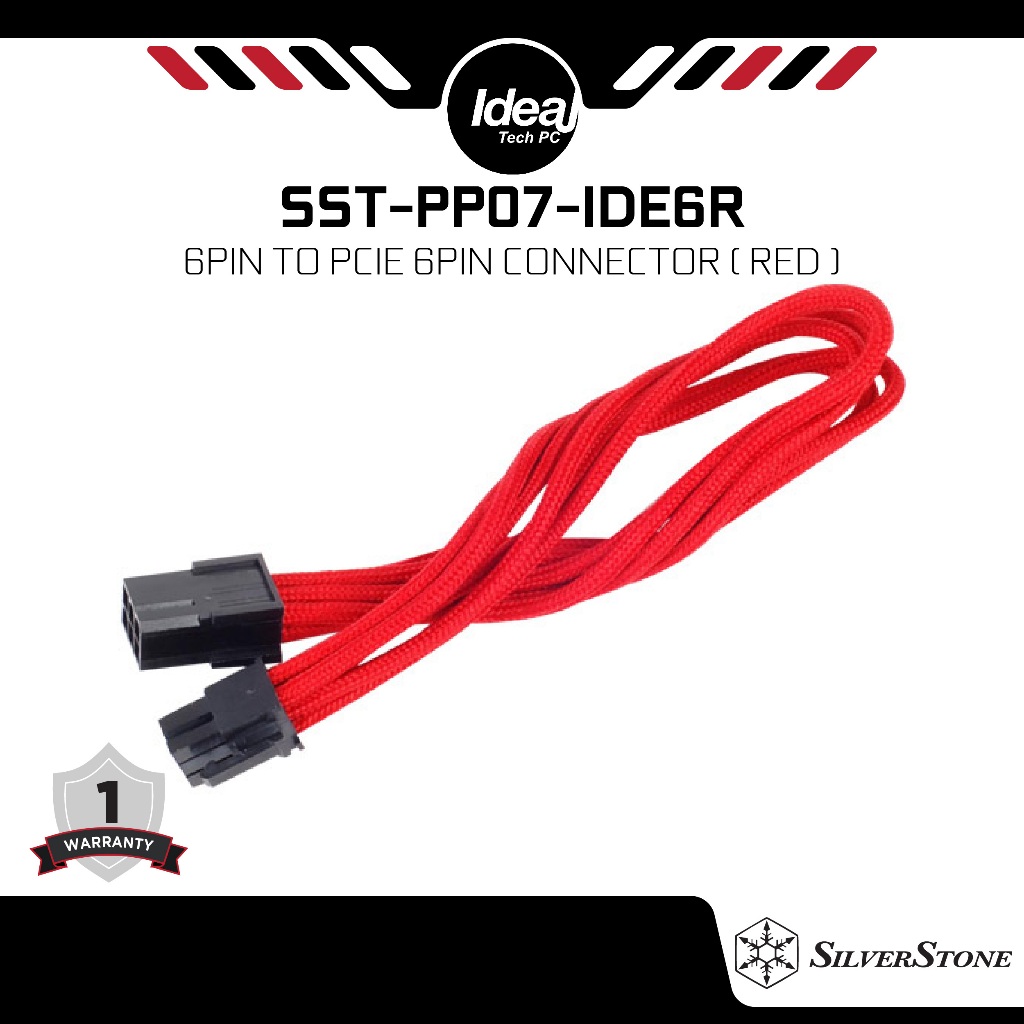 SILVERSTONE SST-PP07-IDE6R | Red | Extension Power Supply Cable with 1 x 6-Pin to PCI-E 6-Pin ...
