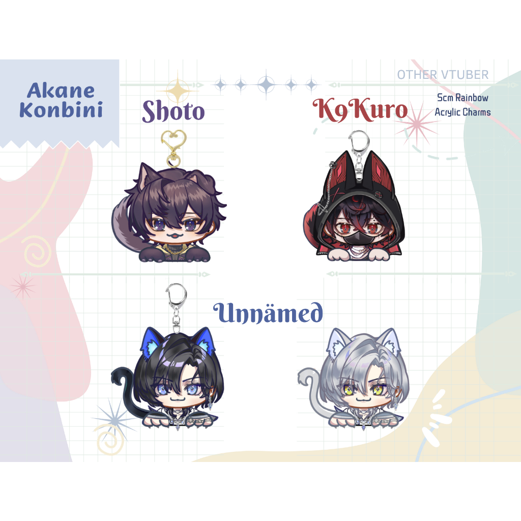 Vtuber Acrylic Rainbow Keychain ( Unnamed , Usan / Shoto / K9Kuro ...