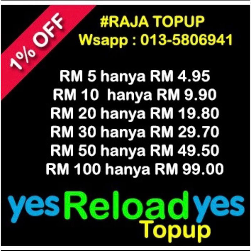 🔥1% Discount YES 🔥 RELOAD / TOPUP RM10 RM20 RM30 RM50 RM100 | Shopee Malaysia