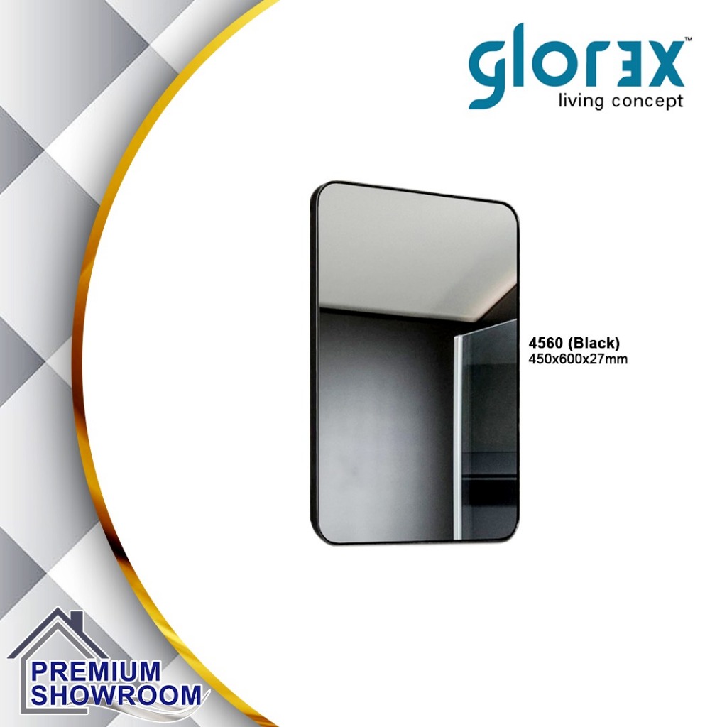 GLOREX High Quality Aluminum 4mm Frameless Bathroom Mirror / Wall Mounted Mirror 4560(BK ...