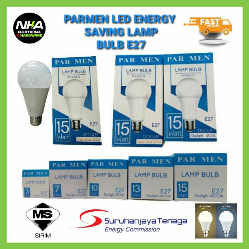 PAR MEN [Sirim] LED Bulb E27 3Watt,7Watt,10Watt,13Watt,15Watt [Daylight ...