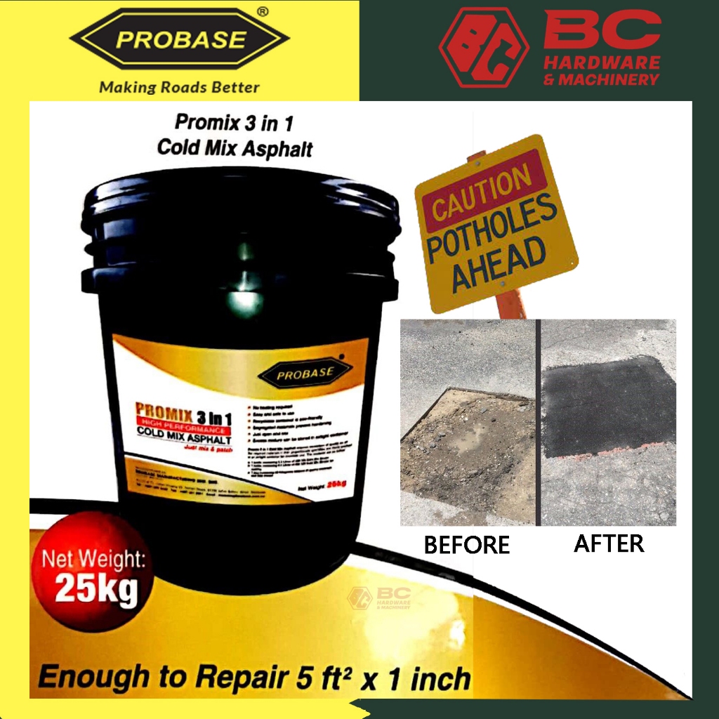 PROBASE 25Kg Promix 3in1 COLD MIX ASPHALT for DIY Repair Car Park ...