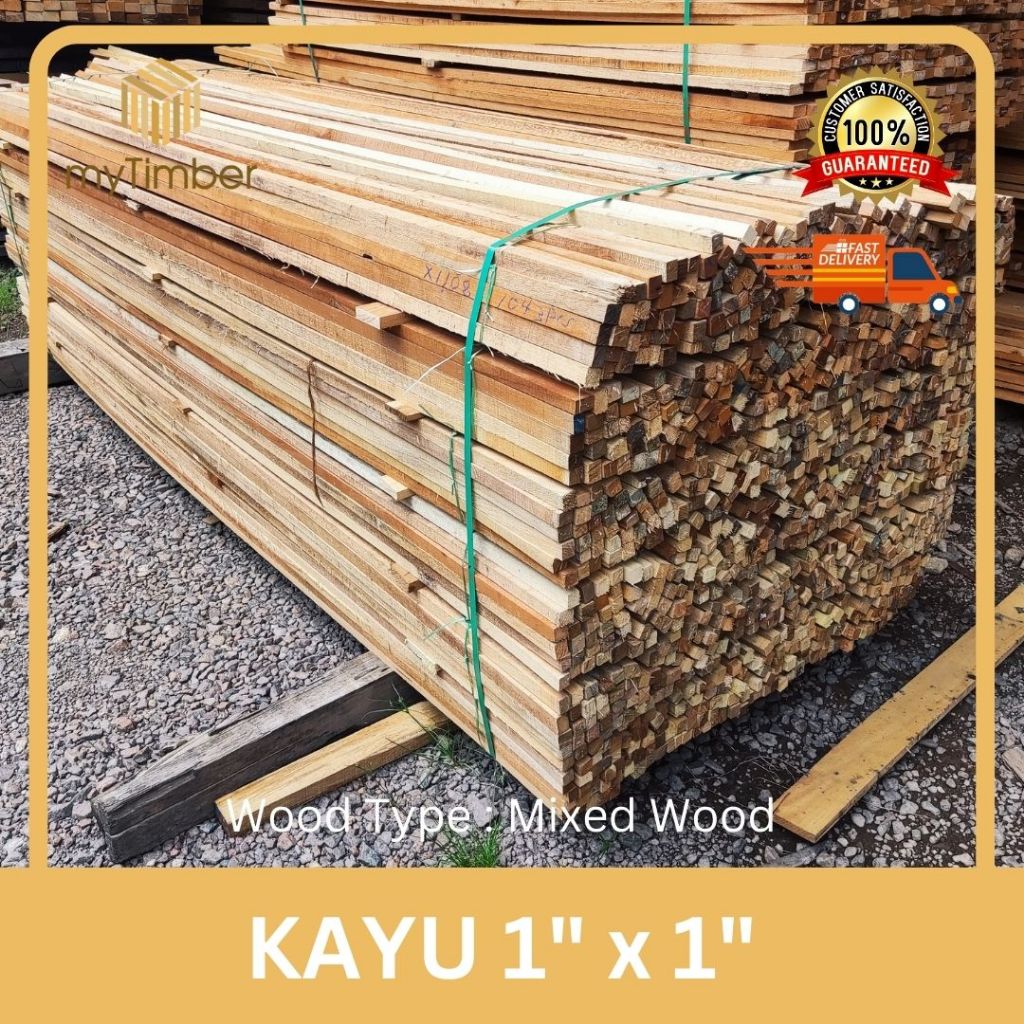 1" x 1" [3, 4FT] Kayu Keras / Kayu DIY / Solid Wood Timber / Mixed Wood ...