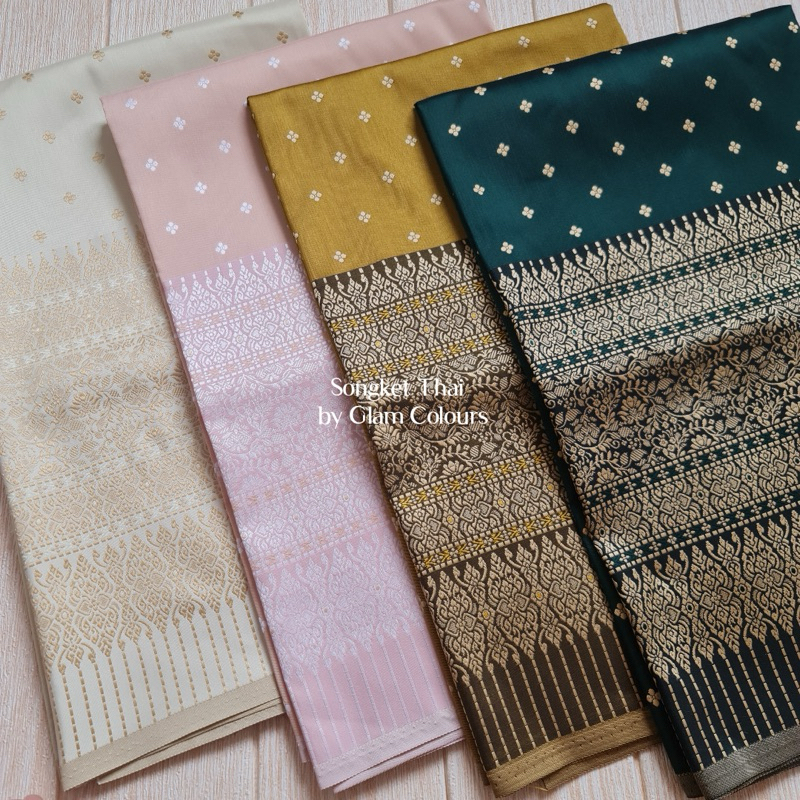 Songket Tenun Thai Bunga Tabur & Putih White- Ready Stock | Shopee Malaysia