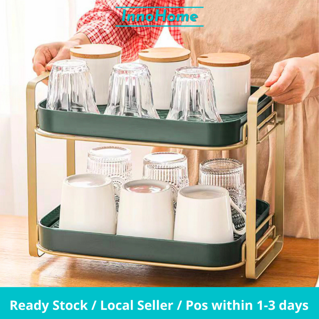 Mug Holder Rak Dapur Cup Holder Storage Cup Rack Double-Layer Storage ...