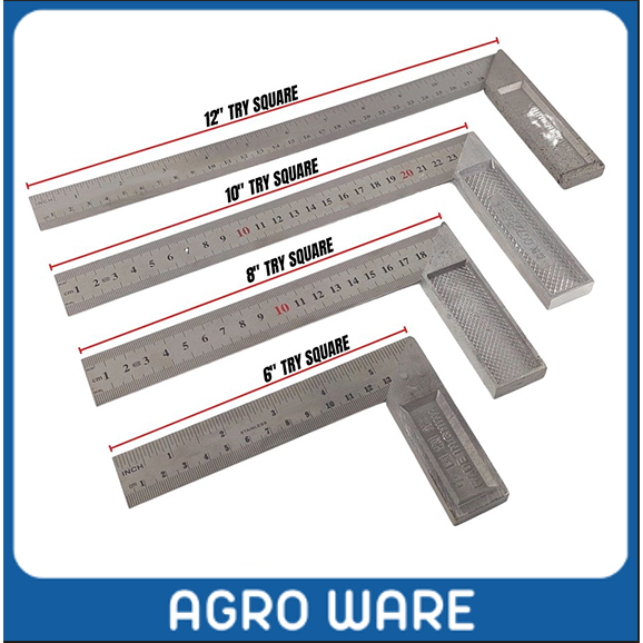 Try Square Steel Carpenter Square Scale Ruler Tools L Shape Pembaris ...