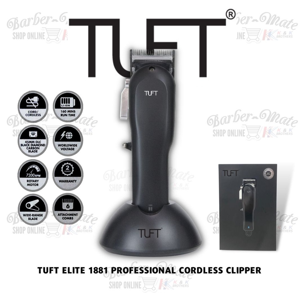 TUFT ELITE 1881 PROFESSIONAL CORDLESS HAIR CLIPPER BARBERSHOP SALON ...