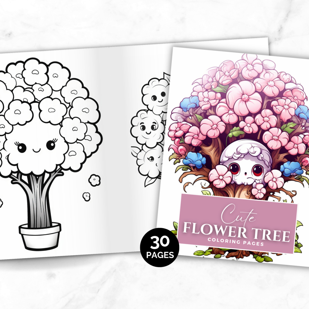 [PDF] Cute Flower Tree Coloring Pages | Kids & Adult Coloring eBook ...