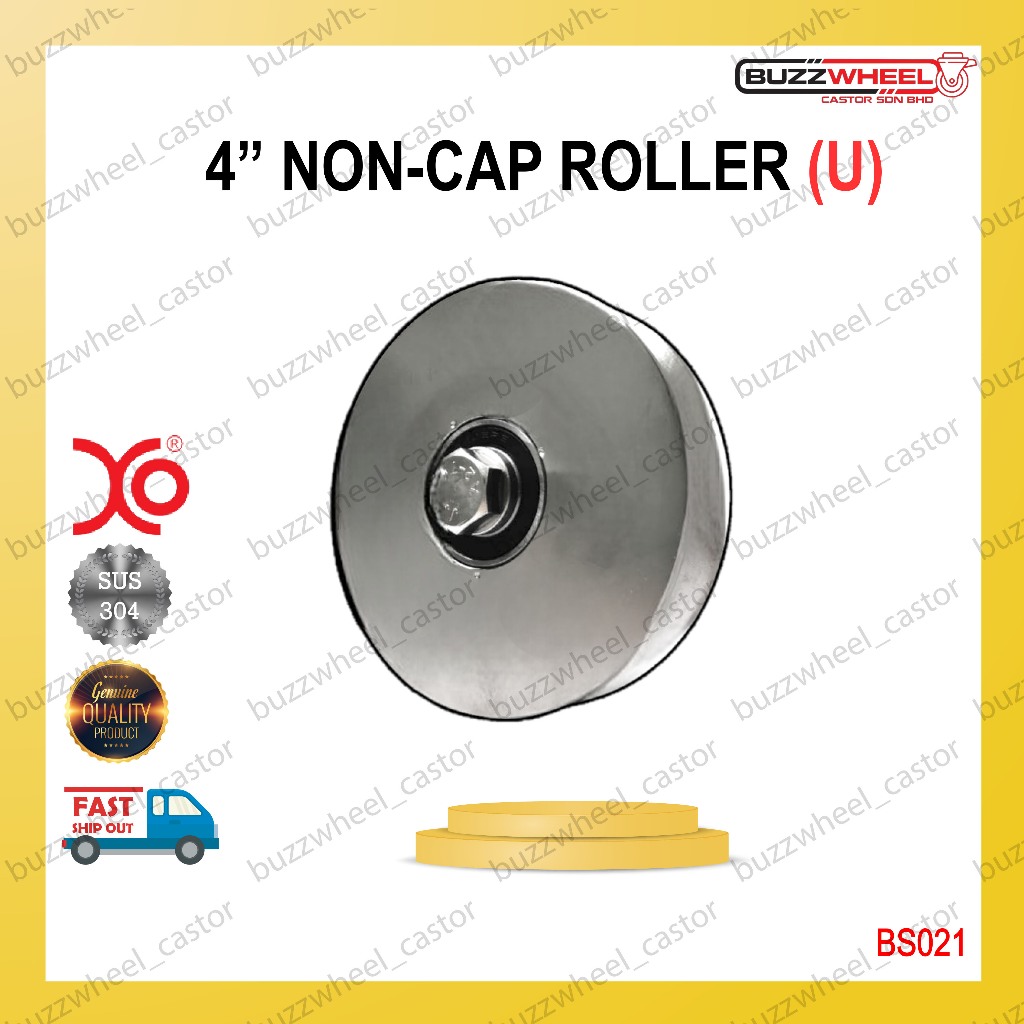 4'' BS021 (19MM U) (100MM X 23MM) 304 STAINLESS STEEL NON-CAP ROLLER / GATE WHEEL/ RODA PAGAR ...