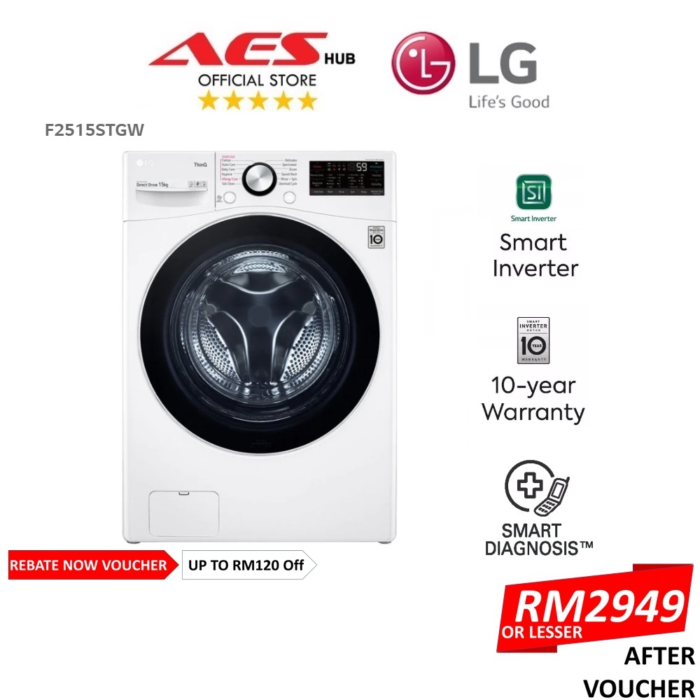 LG 15KG Front Load Washing Machine Inverter Direct Drive Steam Wash ...