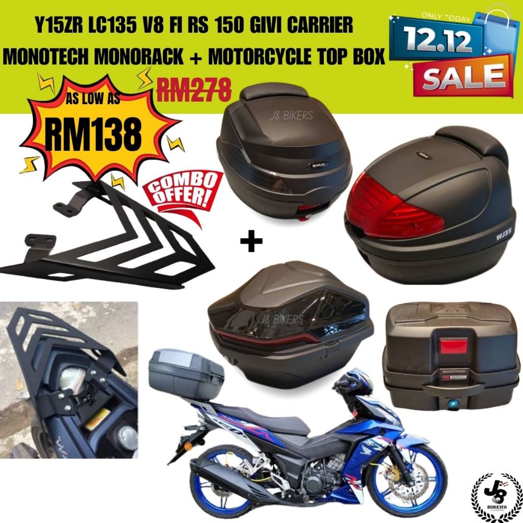 YAMAHA Y15ZR LC135 V8 FI & HONDA RS150 GIVI Carrier Monotech Rack TAIL ...
