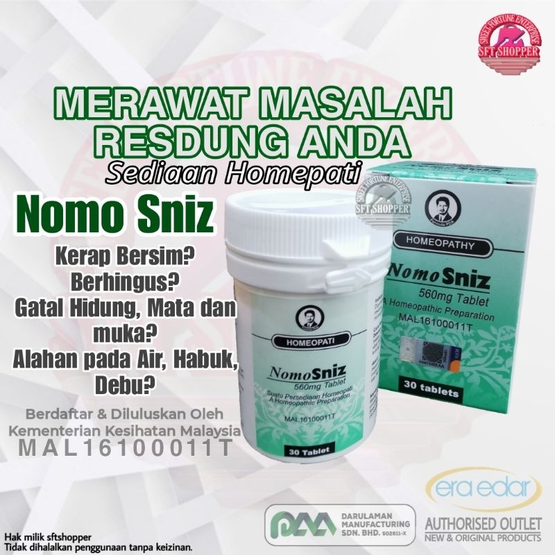 NOMO SNIZ 560mg Resedung Ubat Homeopati R'sdung Bersin Alahan Habuk ...