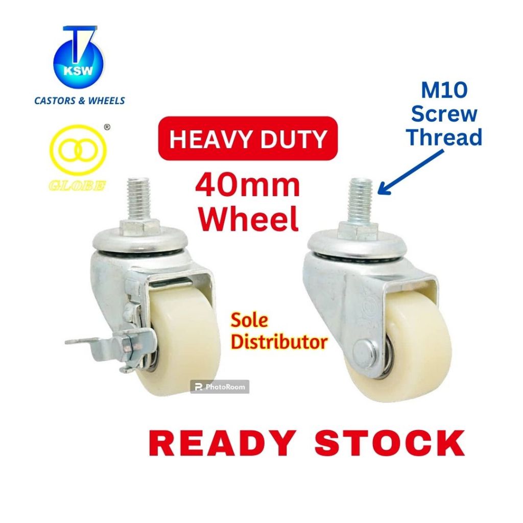 1 1/2 inch / 40mm M10 Screw Thread Heavy Duty Nylon Castor Replacement ...