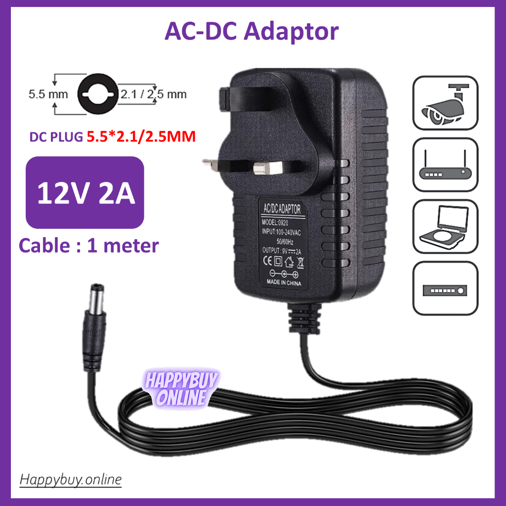 OFFER Power Adapter AC To DC Adapter 12V2A 5.5mm to 2.1mm 2.5mm Power ...