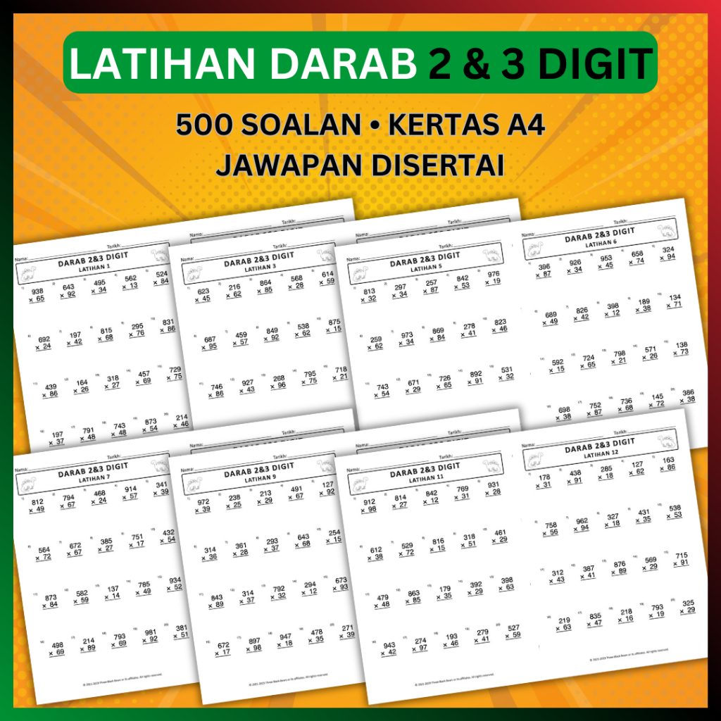 [Hardcopy] Kertas Latihan Matematik 7-10 Tahun | Latihan Asas Tambah ...