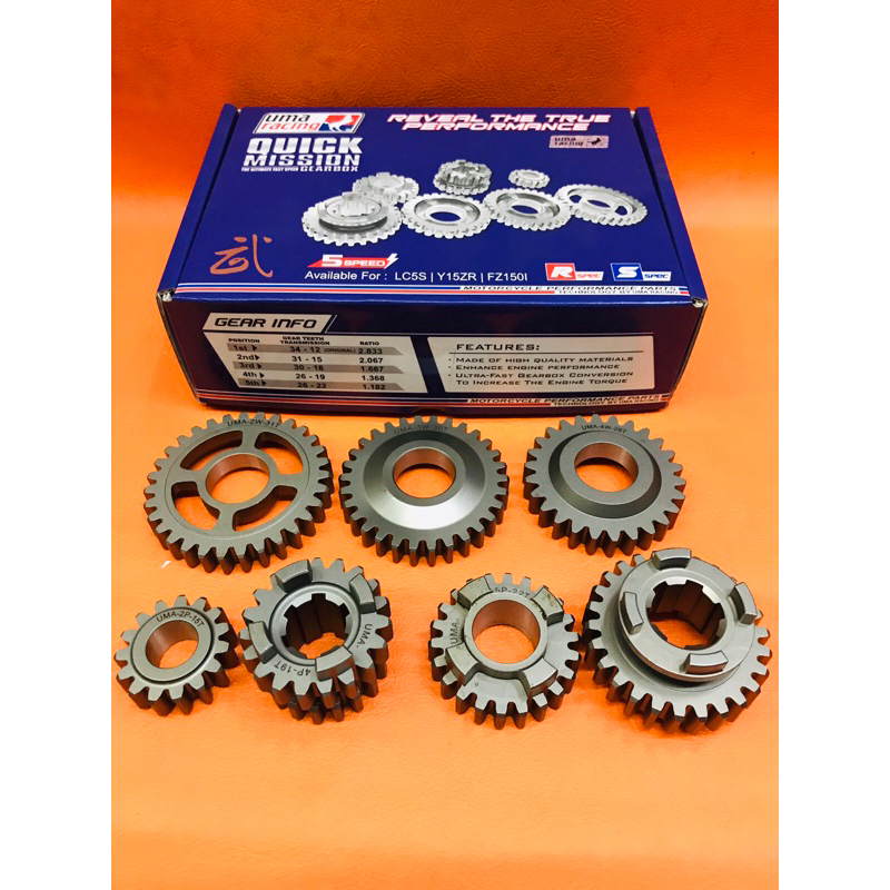 GEAR BOX UMA RACING YAMAHA Y15 Y15 ZR FZ150i LC135 5S GEARBOX QUICK ...