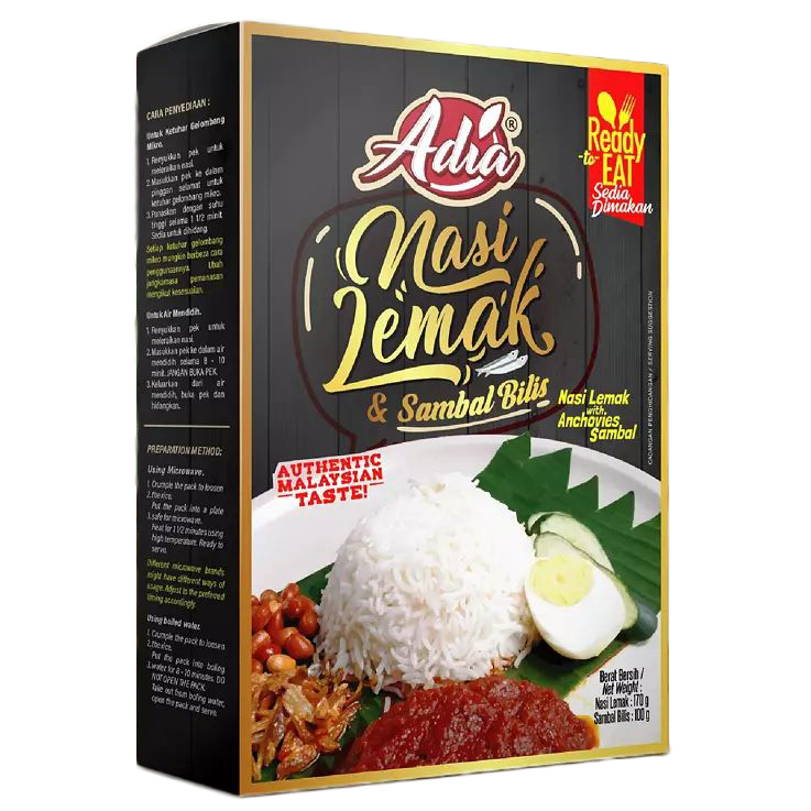 Adia Nasi Lemak Sambal Ikan Bilis Segera MRE 270G Instant Food Nasi ...