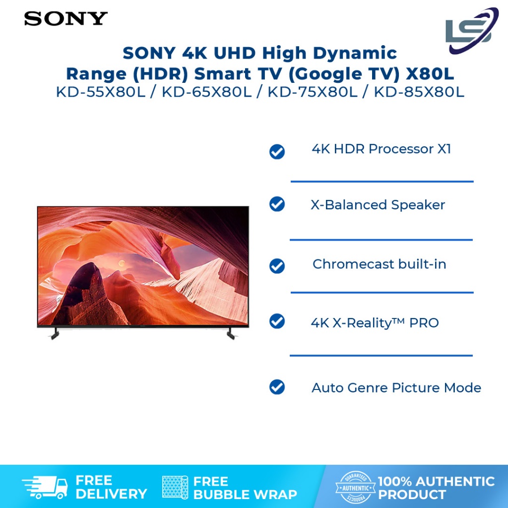 SONY 55"/65"/75"/85" 4K UHD High Dynamic Range (HDR) Smart TV | X80L TV ...