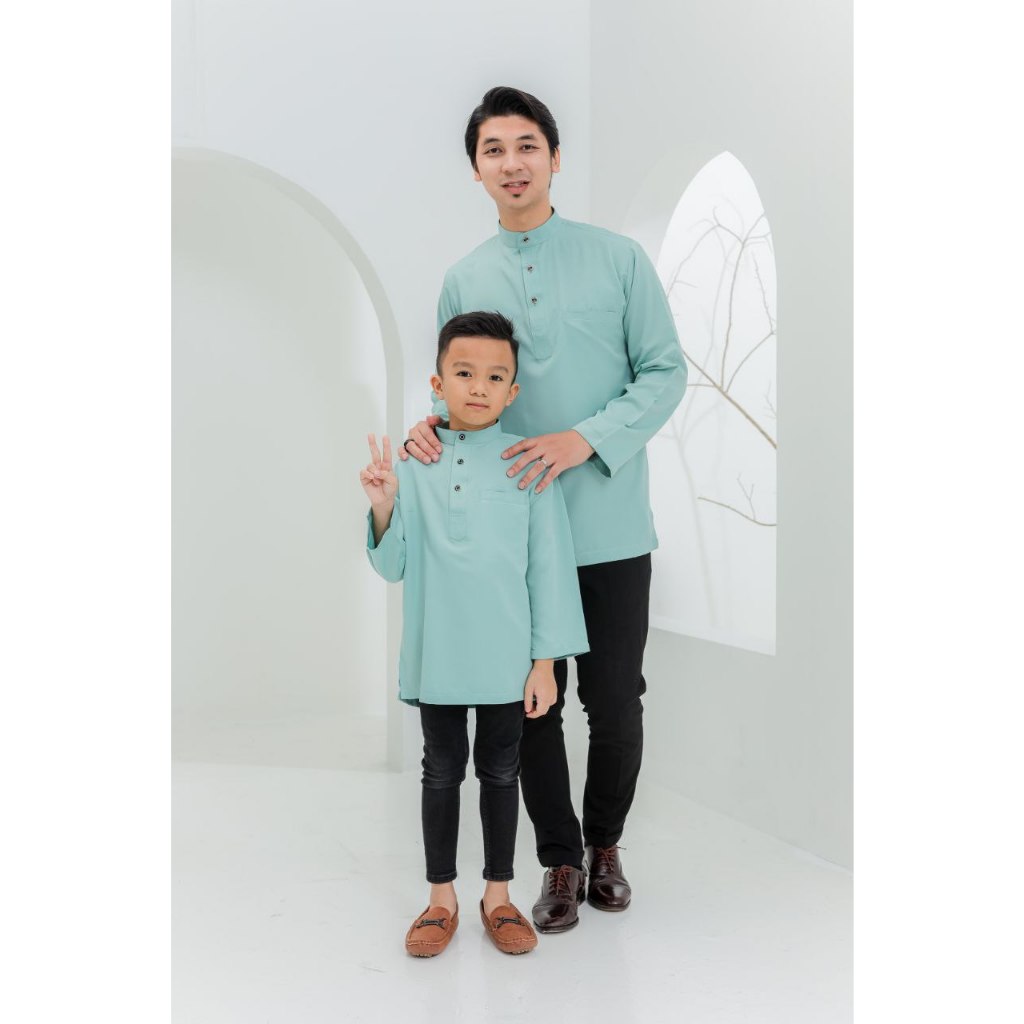 Baju Kurta Moden「 Warna Mint Green 」Baju Kurta Set Sedondon Ayah Dan ...