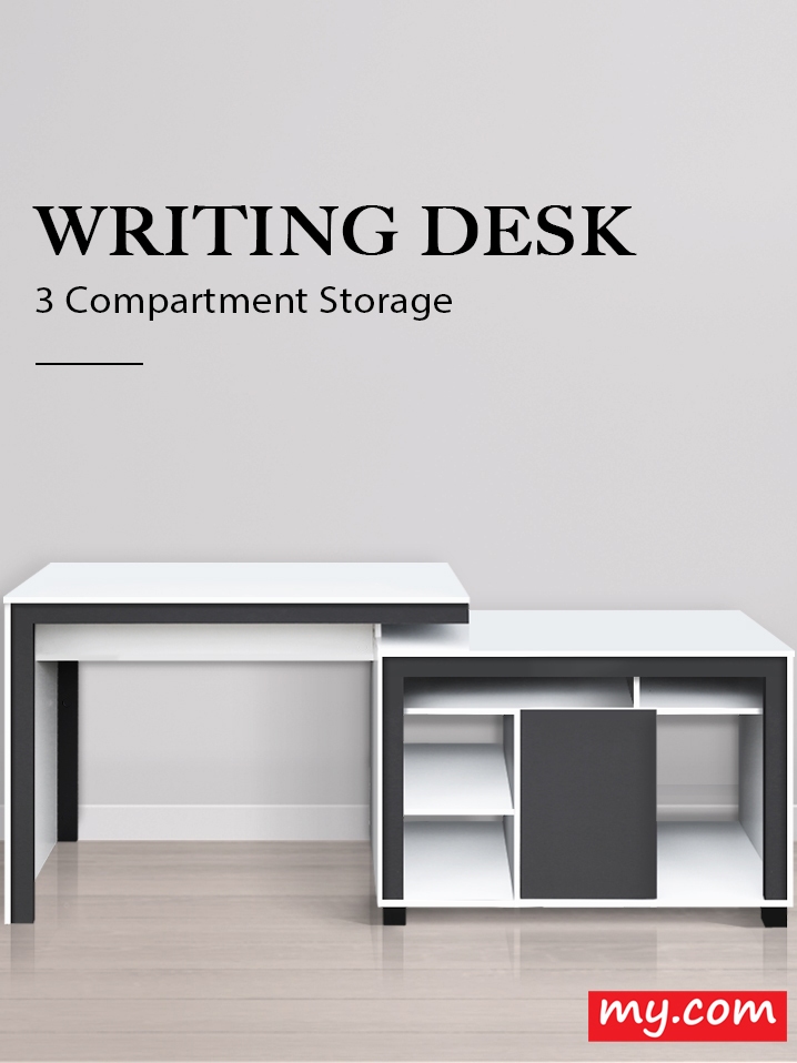 Meja Belajar/Writing Desk with 3 Compartment Storage with Door my.com ...
