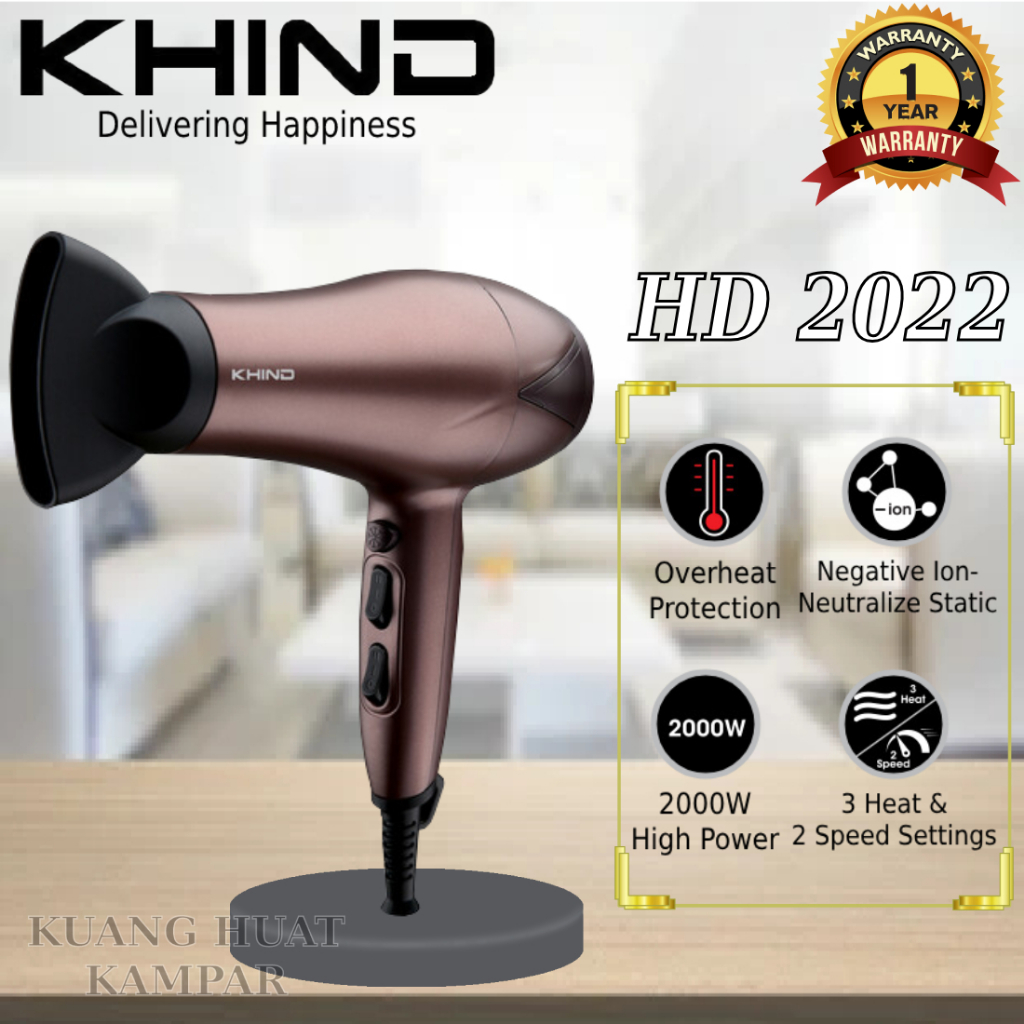 KHIND 2000W HAIR DRYER WITH IONIZER HD2022 / HD-2022 | Shopee Malaysia