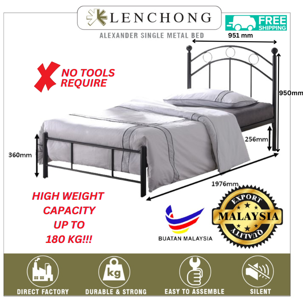 [Single] Alexander Single Bed Frame / Easy-assembly / Single Bed ...