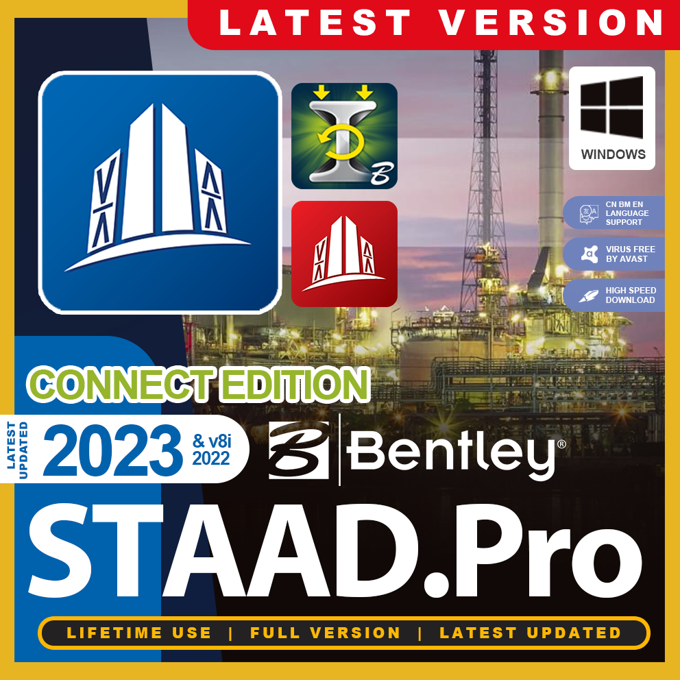 💻Bentley STAAD Pro 2023 - v8i SS6 CONNECT Edition & Full Collections 💻 ...