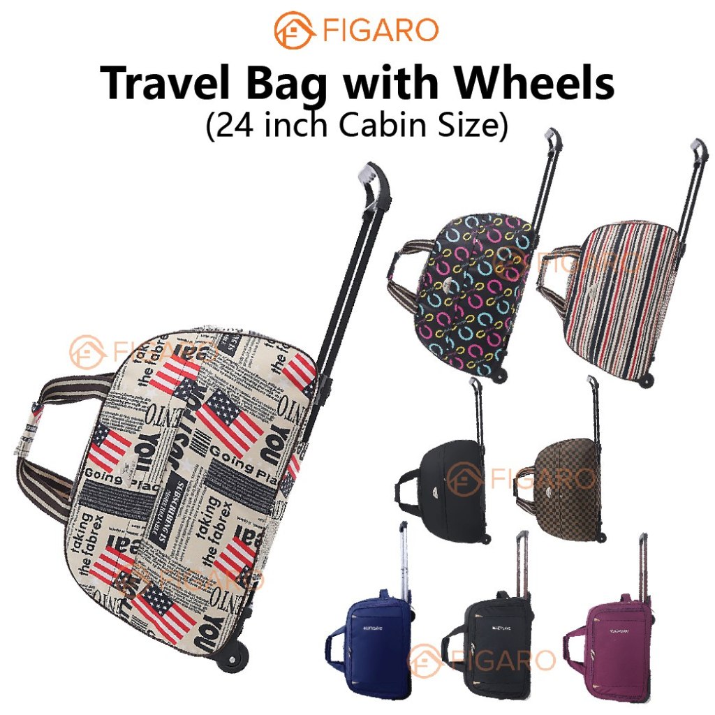 FIGARO Cabin Size Luggage Bag Travel 24 Inch Beg Roda Travel Bag With ...