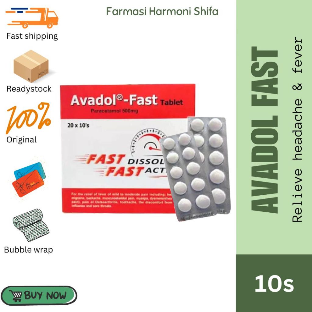 AVADOL-FAST PARACETAMOL 500mg 10s | Shopee Malaysia