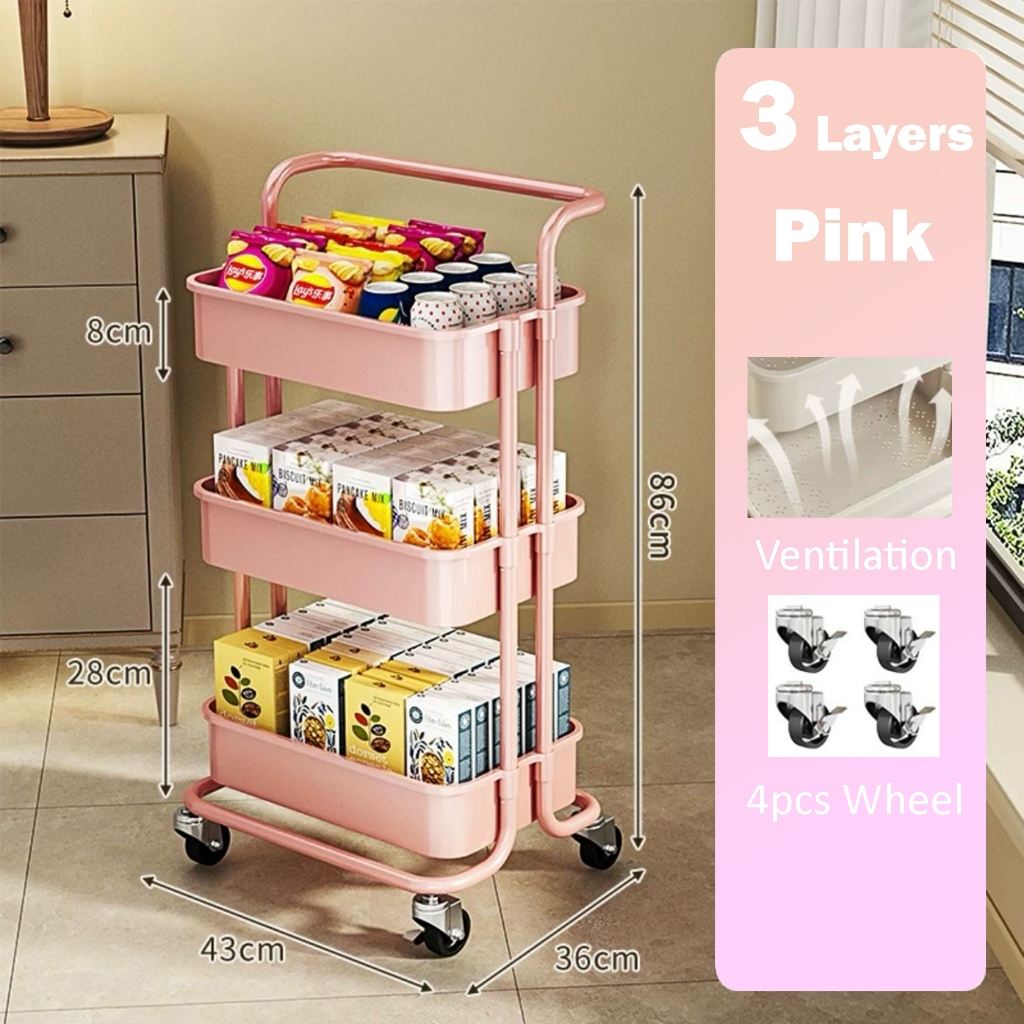 3 Tier Multifunction Storage Trolley Troli Penyimpanan Pelbagai Fungsi ...