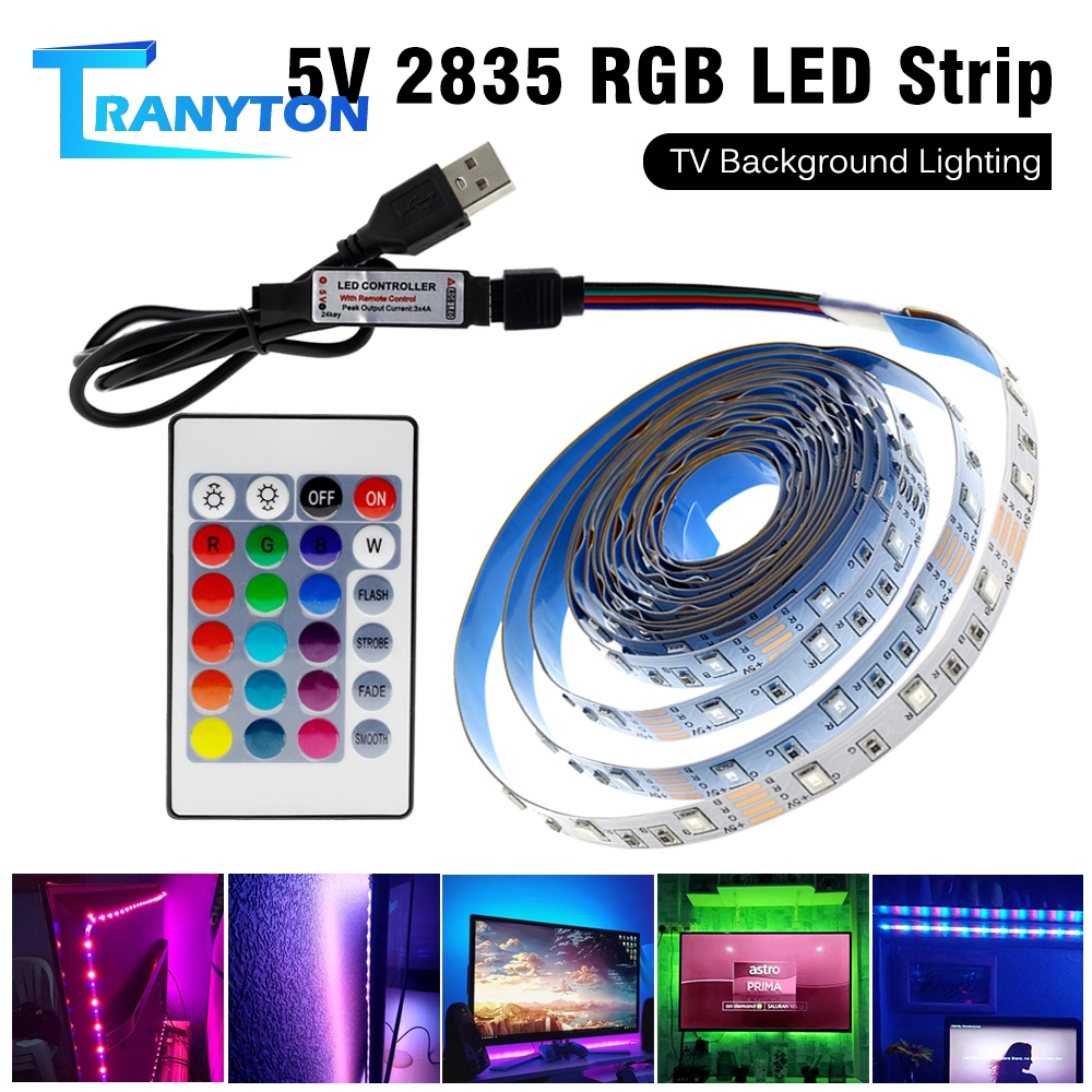 TV RGB LED Strips 2835 SMD 5V USB Light Flexible Backlight 1M 2M 3M 4M ...