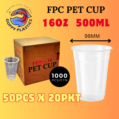FPC PET CLEAR CUP 16OZ/500ML 50PCS (98MM) / CAWAN PLASTIK PET 16OZ | Shopee Malaysia