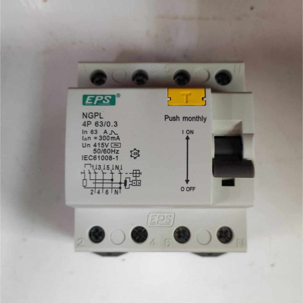 EPS ELCB RCCB 4 POLE 40A 63A 100A / 30MA 100MA 300MA RESIDUAL CURRENT CIRCUIT BREAKER AUTOMATIC ...