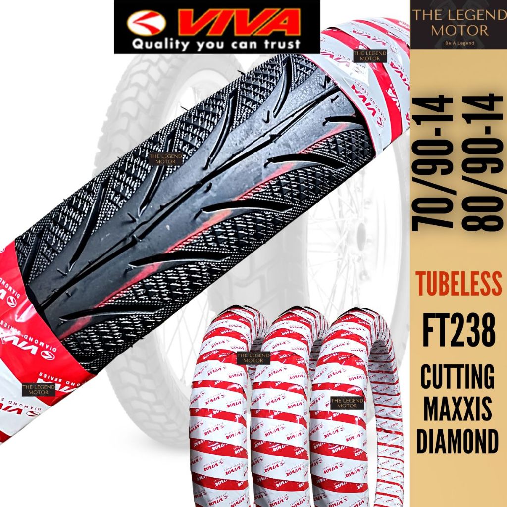 VIVA TYRE 14 Tubeless FT238 70/90-14 80/90-14 FT 238 Cutting Maxxis ...