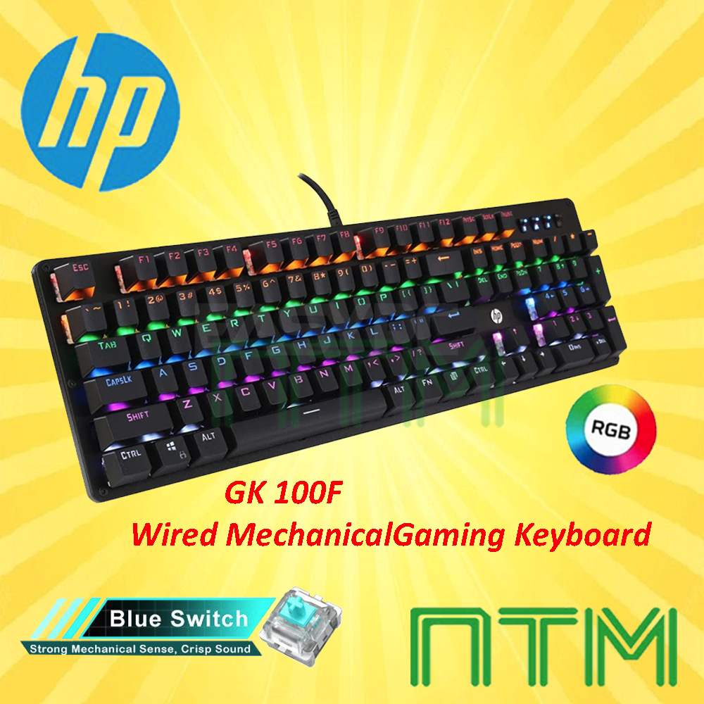 HP GK100F REAL WIRED MECHANICAL MIXED BACKLIGHT GAMING KEYBOARD (BLUE SWITCH) USB KEYBOARD WITH ...