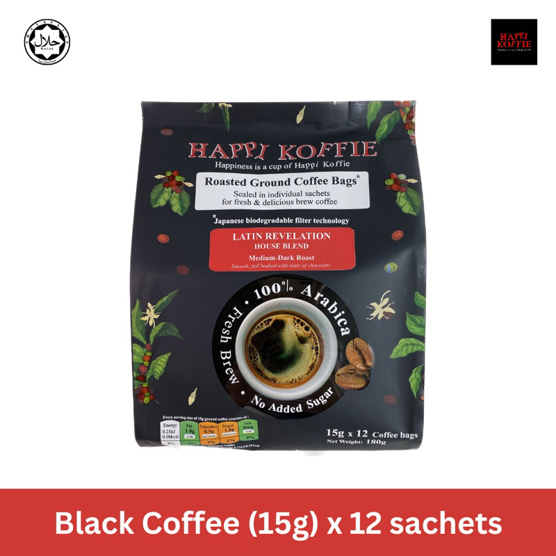 Happi Koffie Roasted Ground Coffee 15g (12 Coffee Bags) | Shopee Malaysia