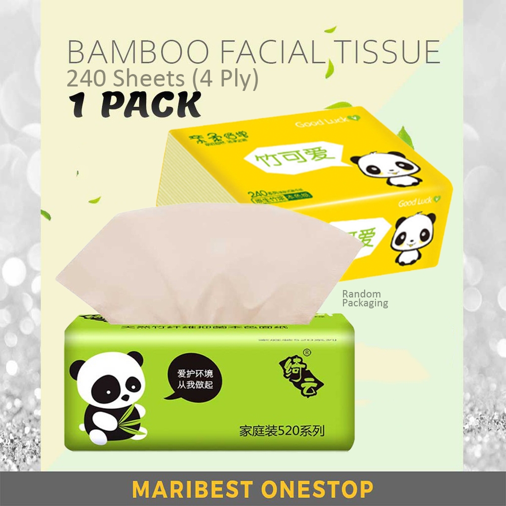 1 PACK 240 (4 Ply) Bamboo Pulp Multipurpose Natural Organic Soft Facial ...