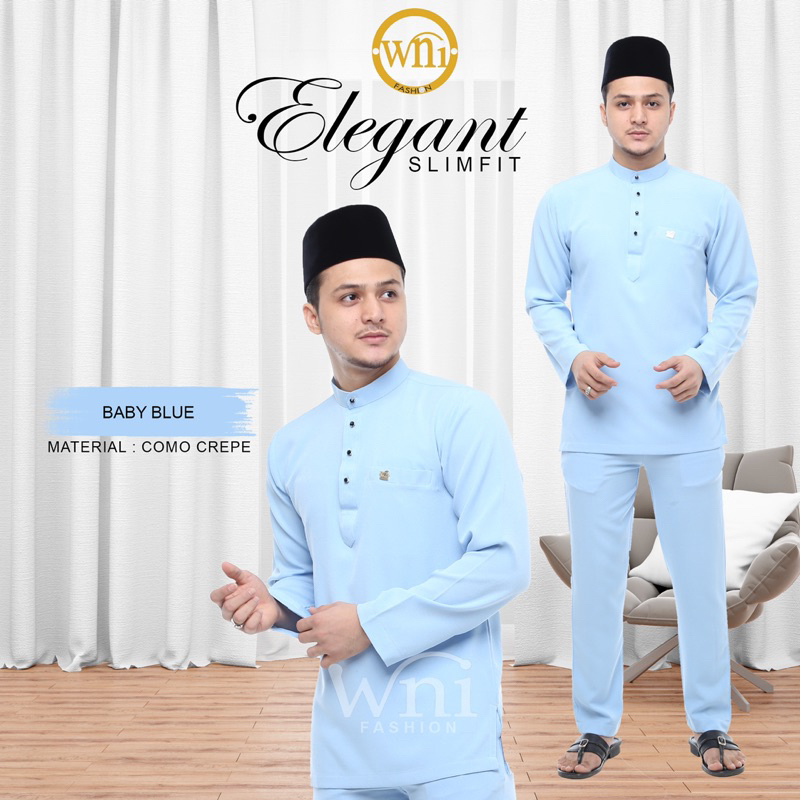 BAJU MELAYU SLIMFIT ELEGANT BABY BLUE | Shopee Malaysia