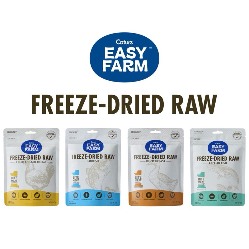 Cature Easy Farm Freeze-Dried Raw (30g) Capelin / Chicken /Codfish ...