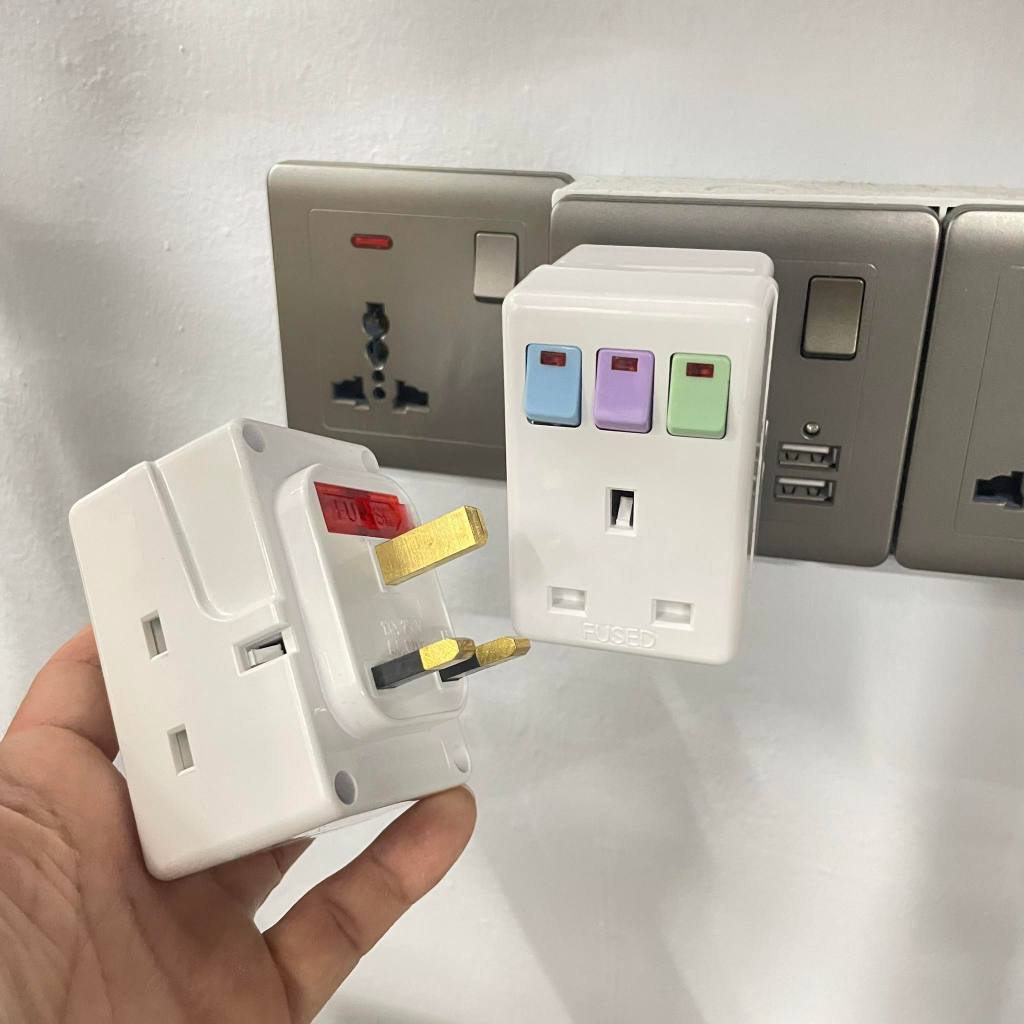 Universal 3in1 PLUG SOCKET 13A 3 WAY MULTI-ADAPTOR LED SWITCHES 3 PIN ...
