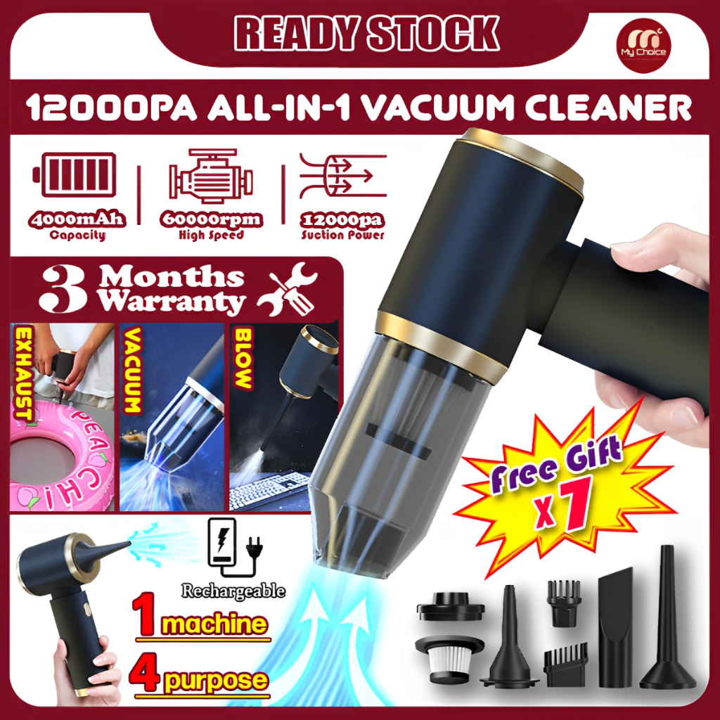 All-IN-1 Suction Blower Vacuum Cleaner 12000pa Air Exhaust Dual Use For ...
