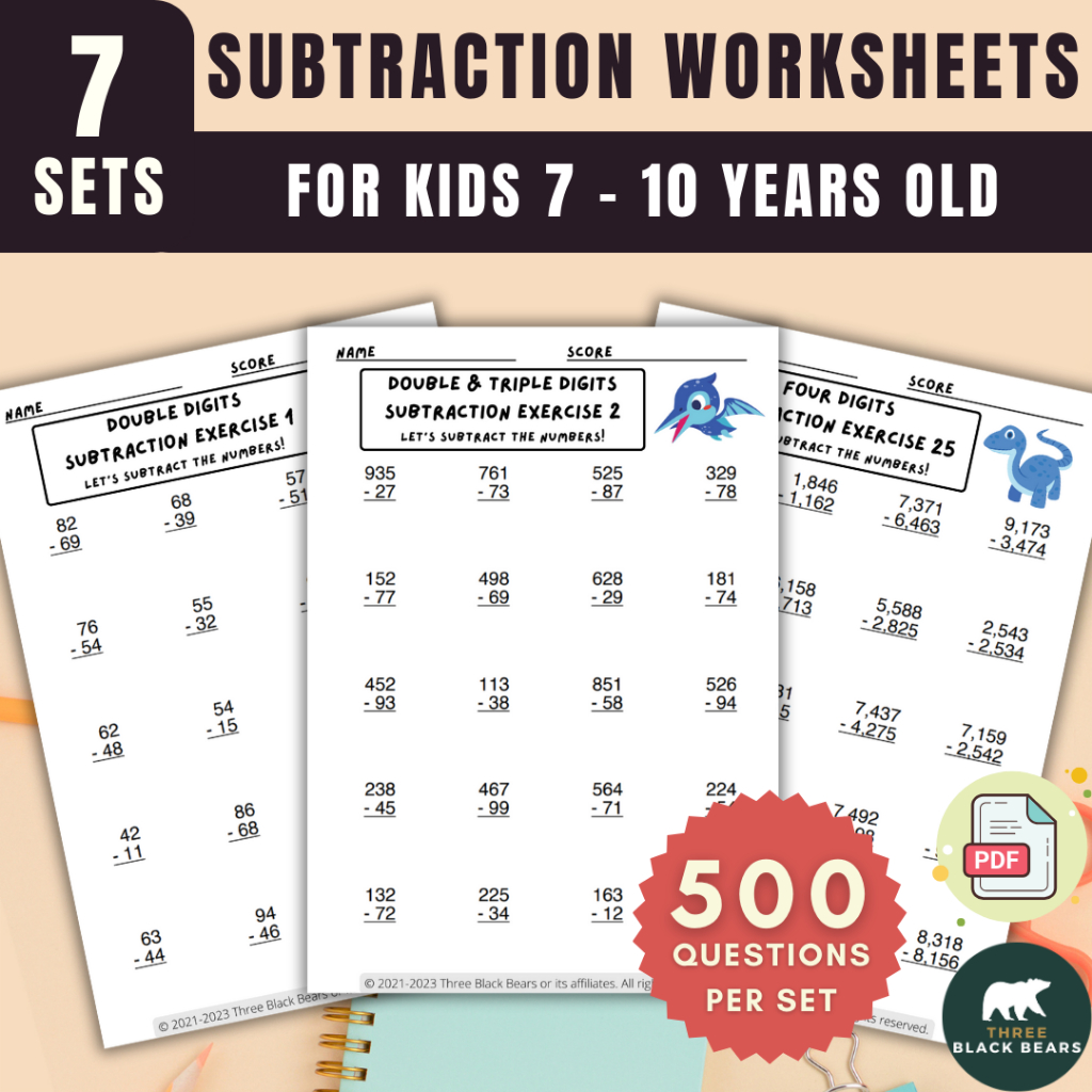 7 Sets of Printable Subtraction Worksheets for Primary School ...