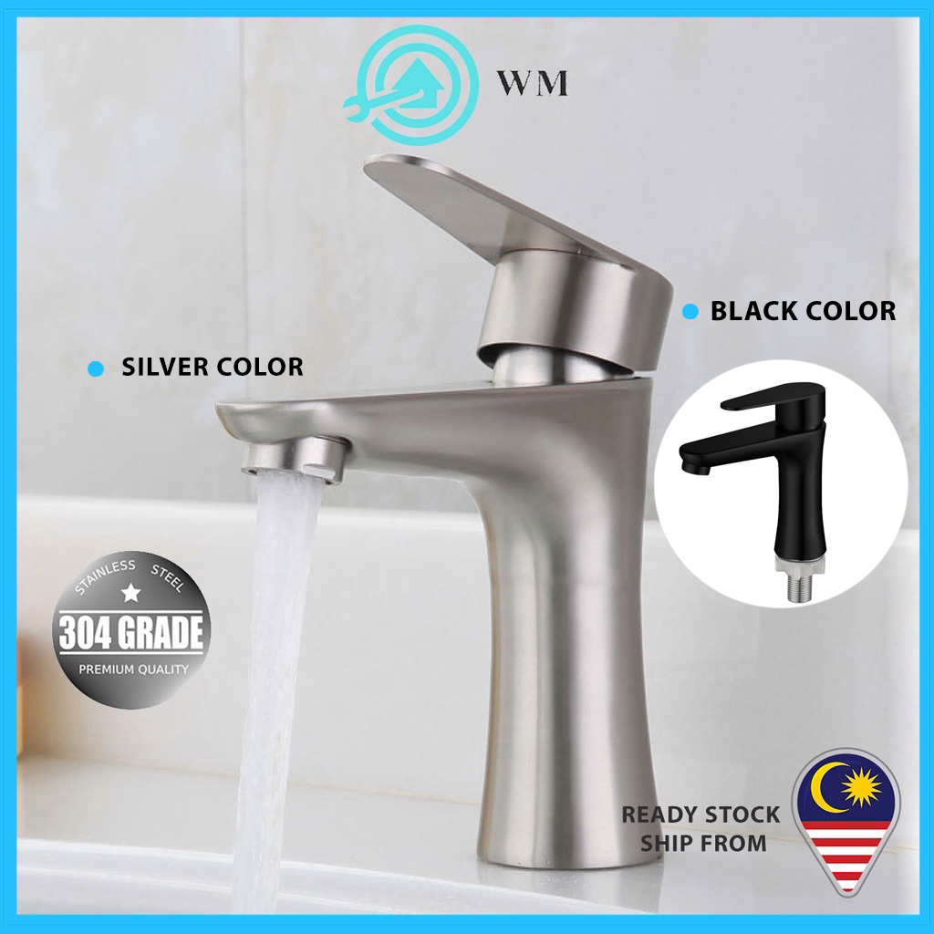 WM Bathroom Faucet Modern Stainless Steel SUS 304 Basin Tap Heavy Duty ...