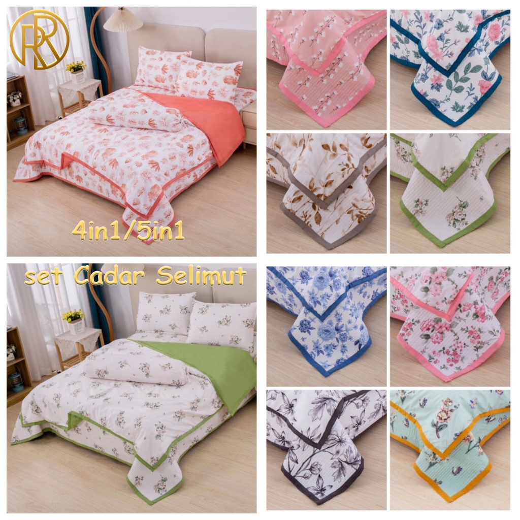 Ready Stock Cadar Patchwork Queen King Set Cadar Selimut 5 in 1 ...