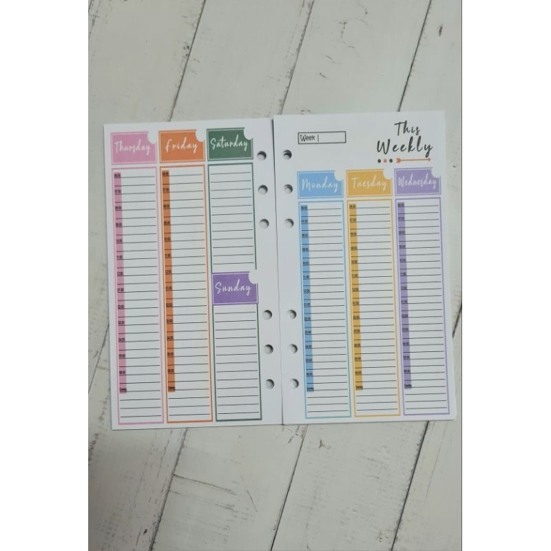 A6 WEEKLY TIME 6 RING PLANNER INSERTS REFILL | Shopee Malaysia