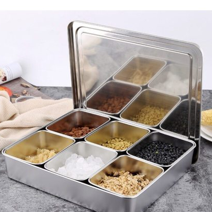 Stainless Steel Condiments Compartment Storage Box Kotak Penyimpanan ...