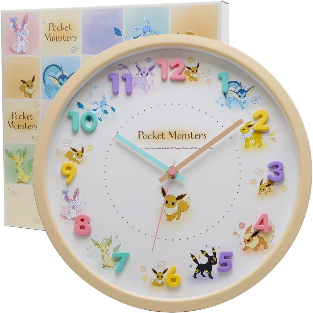 (T'S Factory) wall clock beige pokemon eve friends analog quiet ...